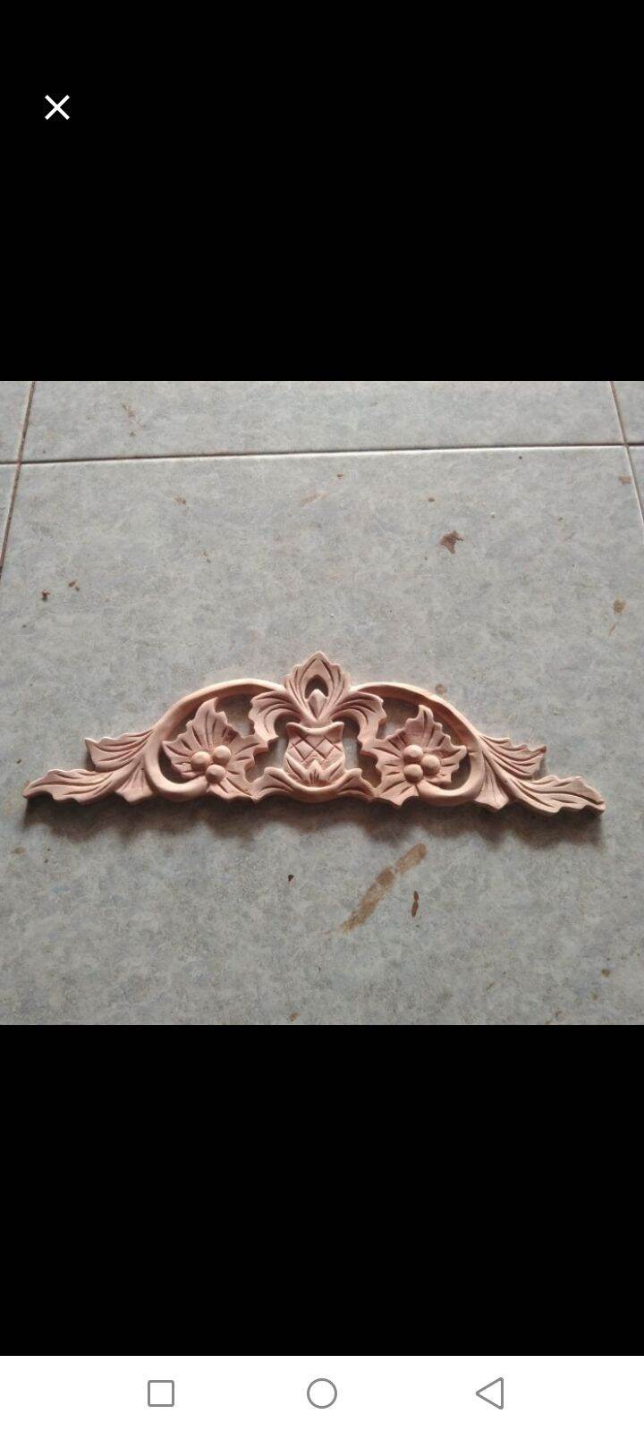 ornamen ukiran tempel motif pot bunga 38x11 tempelan almari bufet ...