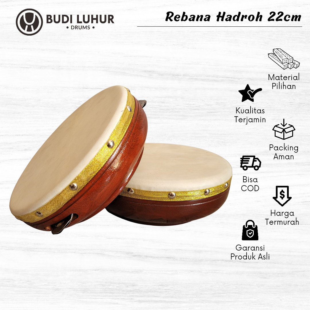 Hadroh Rebana 22 cm Terbang Qasidah Ukuran Sedang Untuk Banjari ...