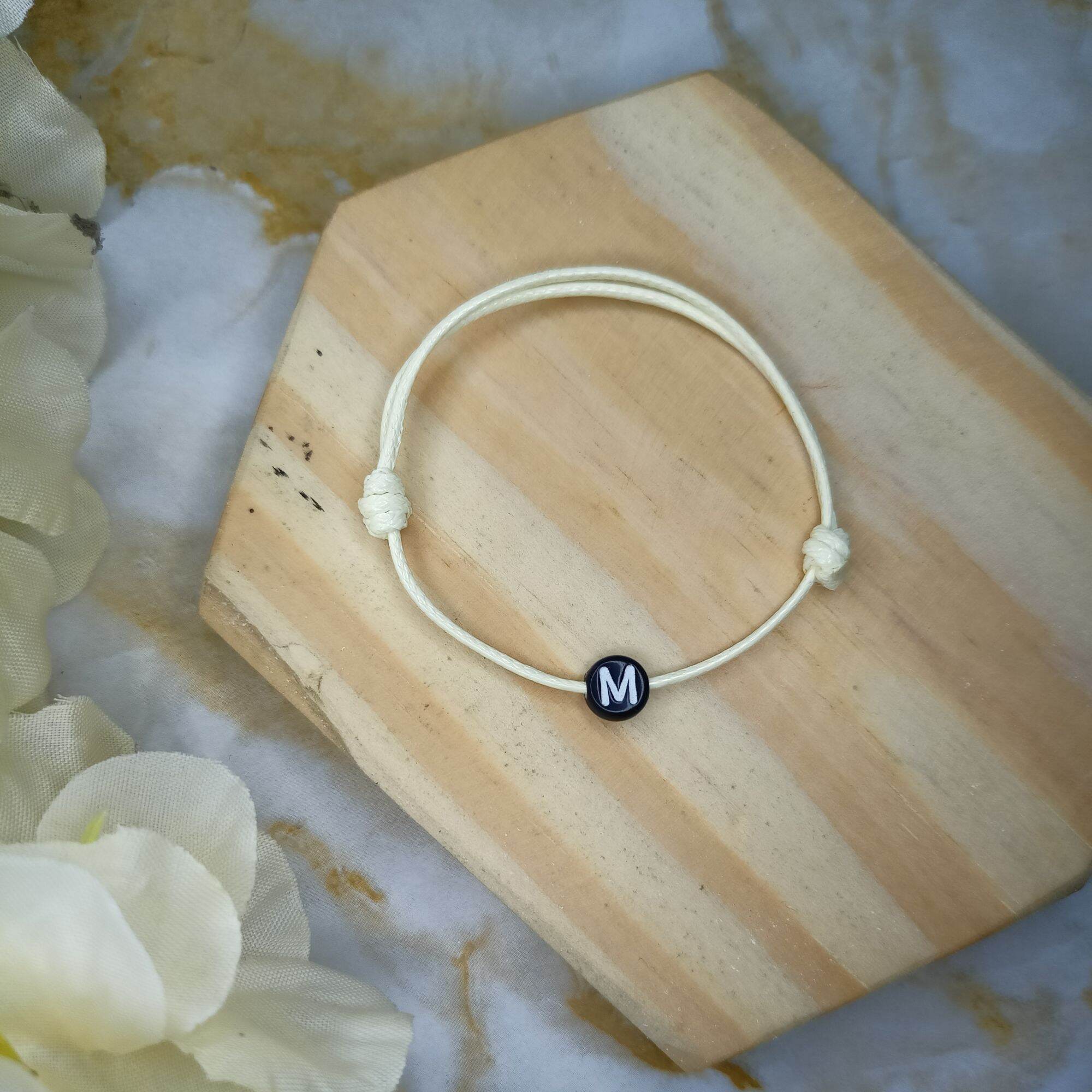 GELANG INISIAL BULAT PUTIH GELANG COUPLE TERMURAH HURUF ABJAD INISIAL ...