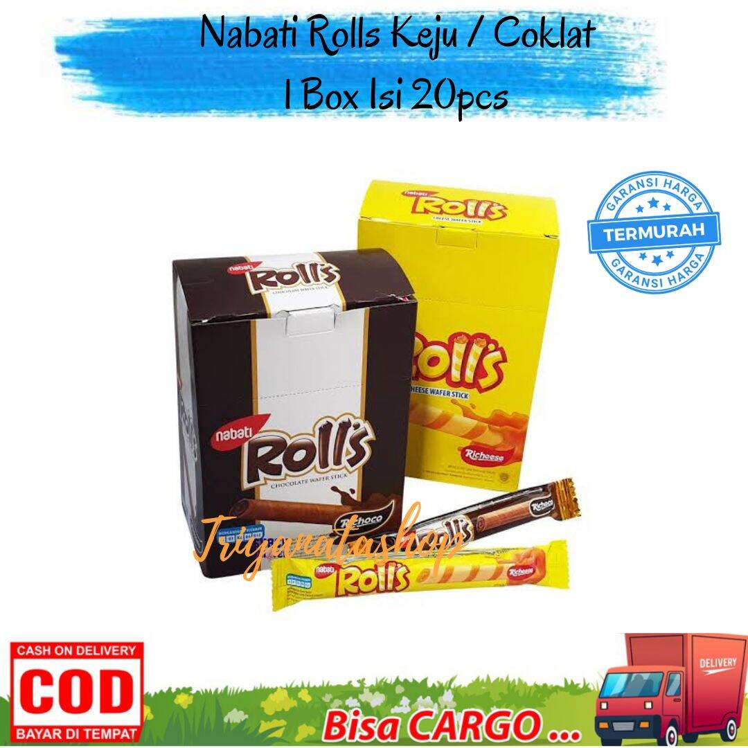 Nabati Rolls Coklat / Keju Richeese 1 Box Isi 20 pcs - Wafer Rolls ...