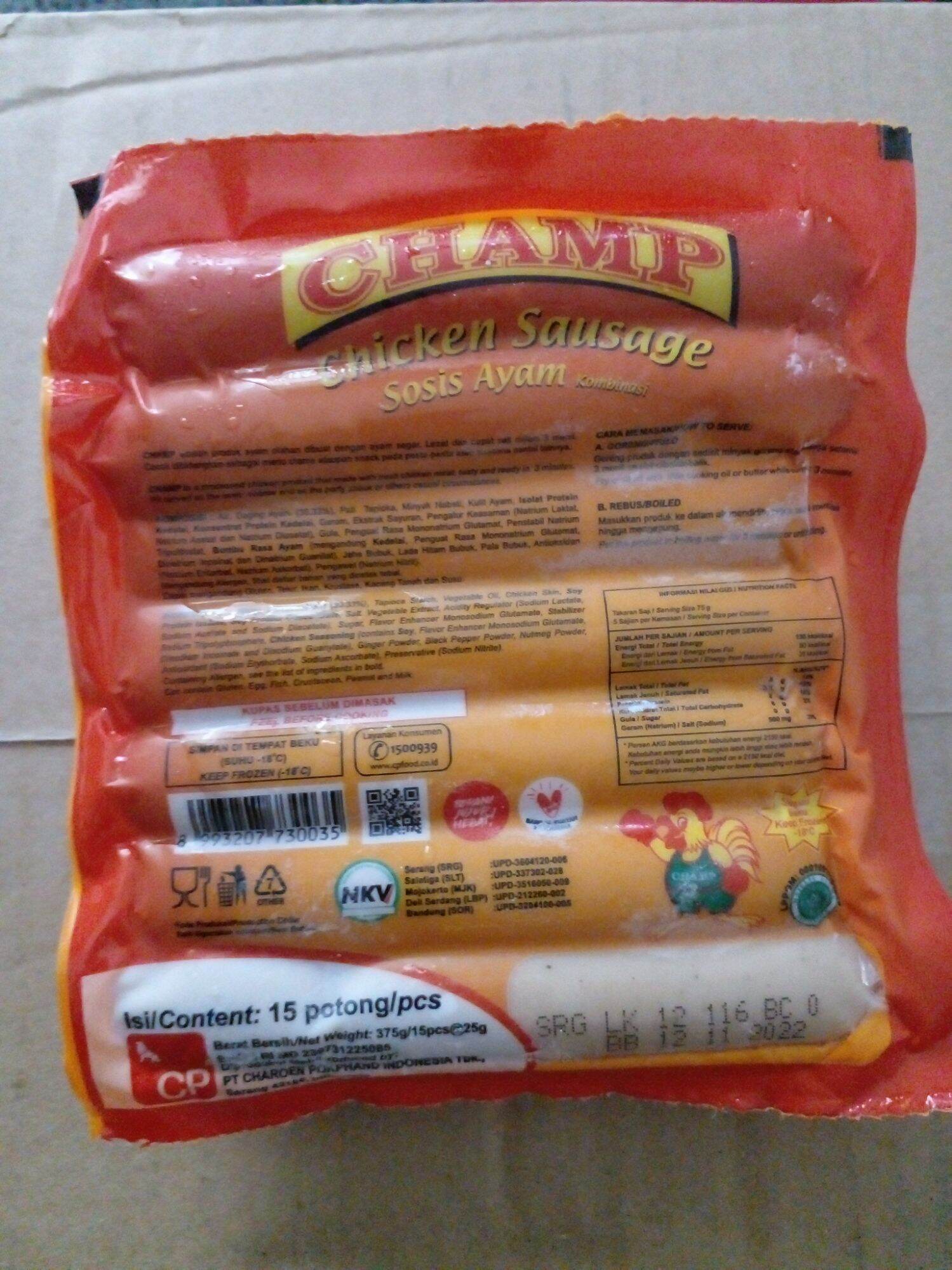 sosis ayam champ 375gr isi 15 pcs | Lazada Indonesia