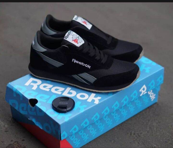 SEPATU REBOK CLASSIC PRIA BLACK HIGH QUALITY PREMIUM DENGAN DESAIN ...