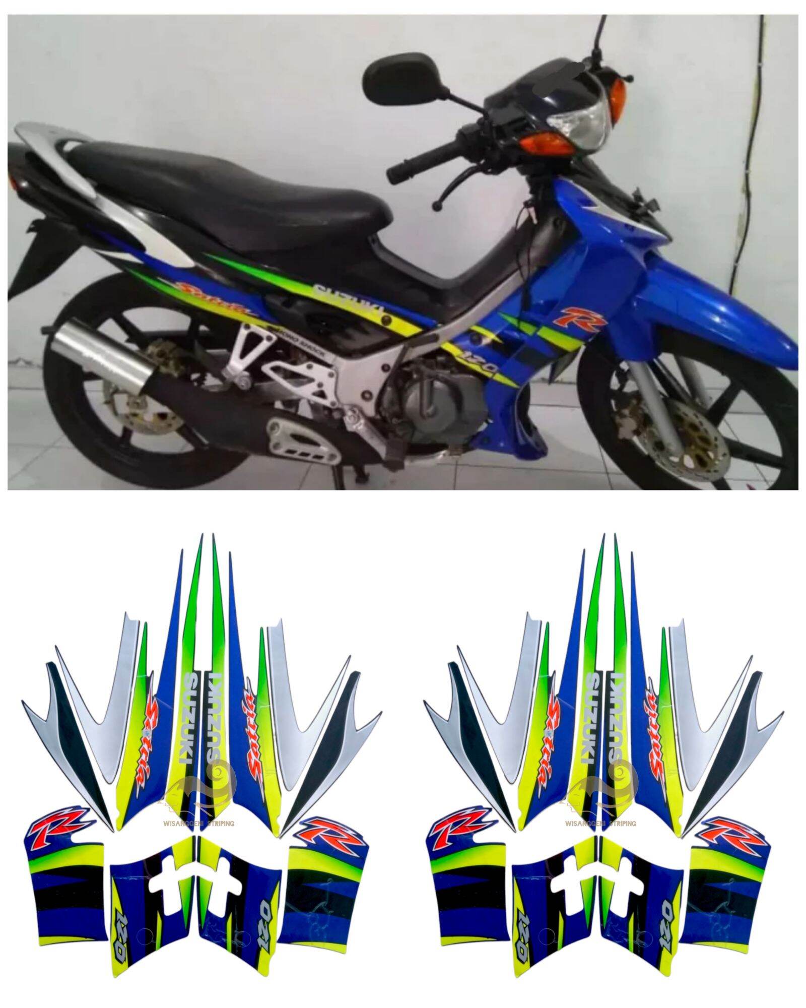 STICKER STRIPING LIS BODY MOTOR SUZUKI SATRIA 120 R HIU LSCM 2004 2005 ...