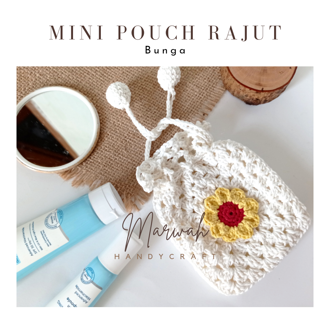 [READY] Mini Pouch Rajut Serut Bunga Daisy Korean Style | Lazada Indonesia