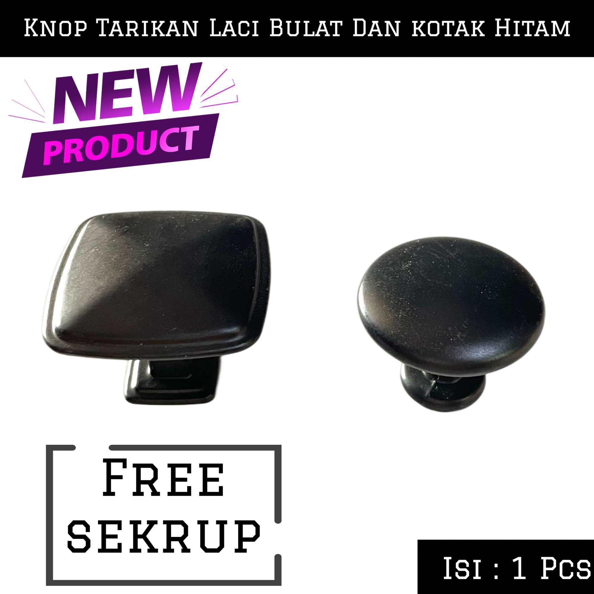 (Satuan) Tarikan Knop Laci Hitam | Handle Knob Lemari | pegangan Pintu ...
