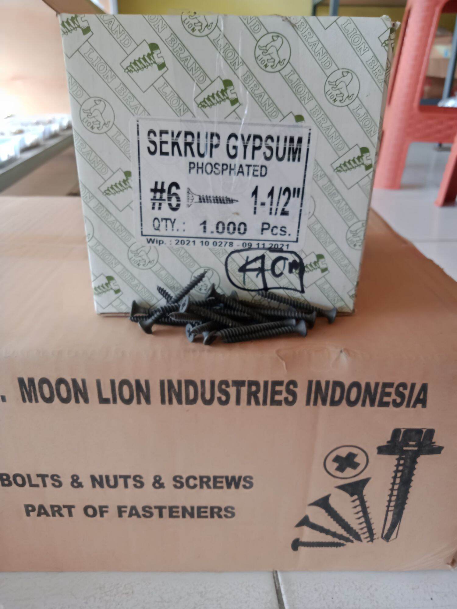 SEKRUP GYPSUM BAUT GYPSUM BAUT BAJA GYPSUM LION 1 1/2" (4cm) isi (50pcs ...