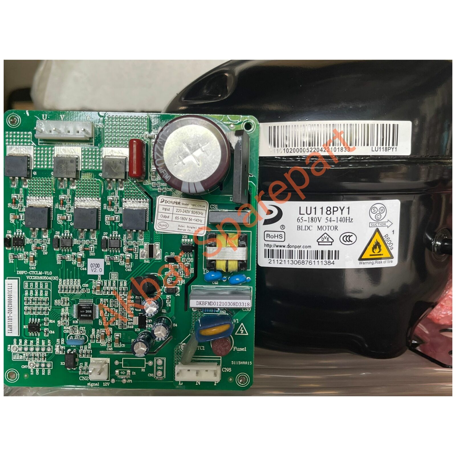 Kompressor Kulkas MIDEA plus PCB Inverter side by side LU118PY1 ...
