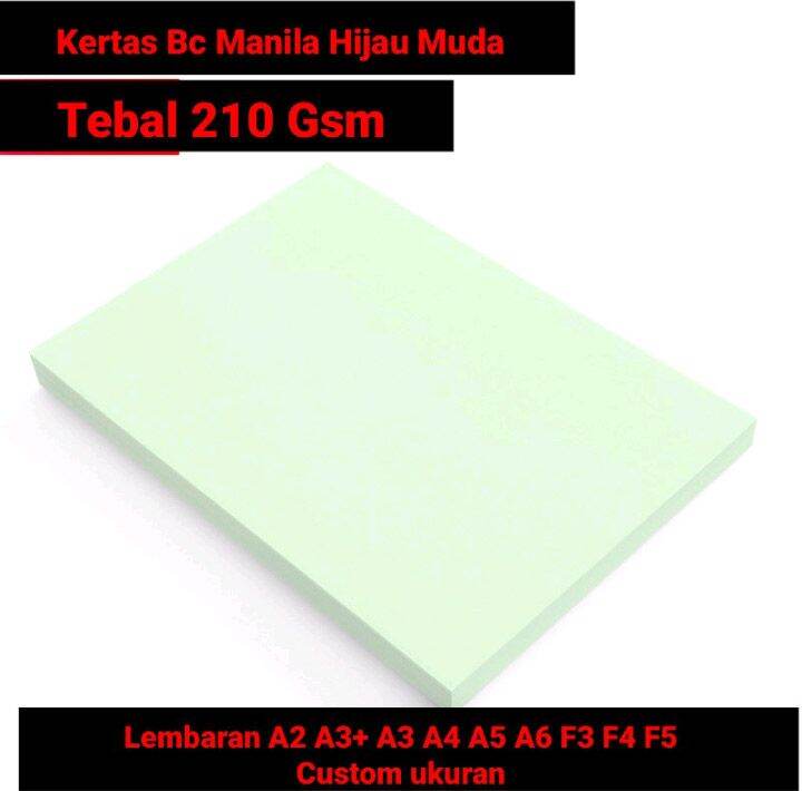Kertas Bc Hijau Muda 210gsm A2 A3 A4 A5 F4 F5 ukuran custom | Lazada ...