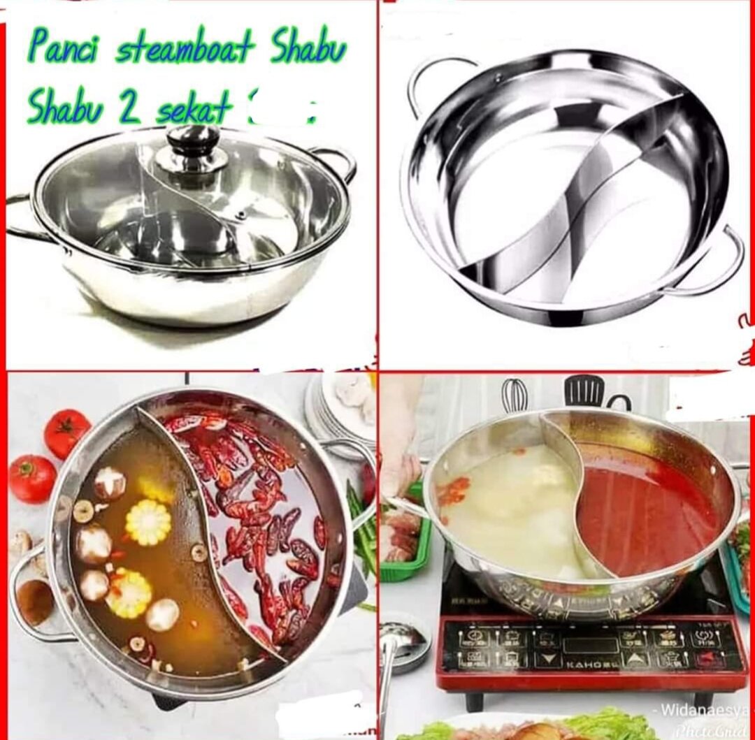 Panci Shabu Shabu 2 sekat 28cm stainless steel/panci Shabu 2 sekat ...