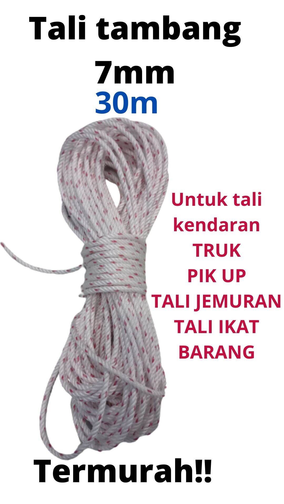 Tali Tambang Tampar 7 Mm 30m Untuk Tali Ikat Barang Tali Jemuran Tali Tambang Tampar Plastik