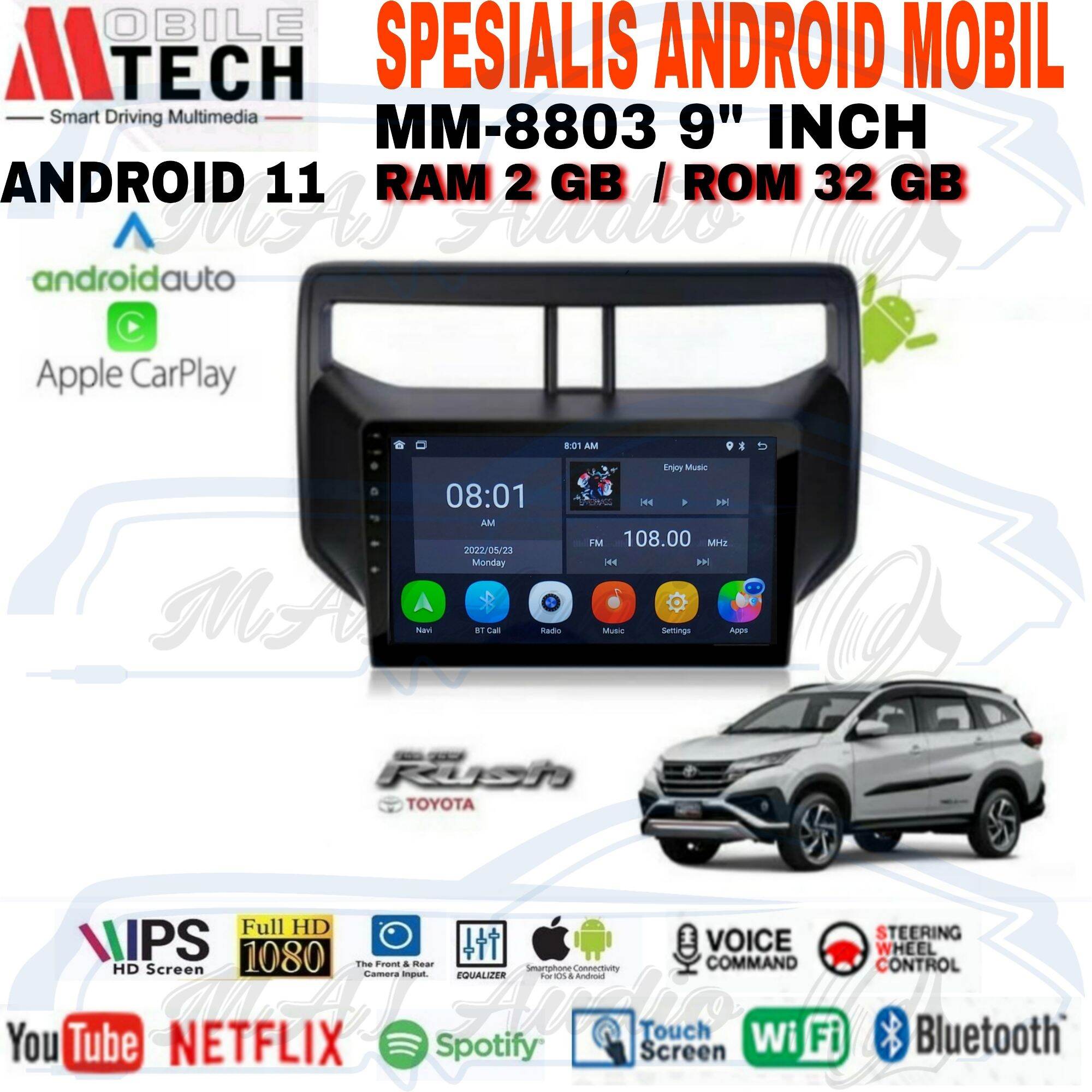 Head Unit Android Mtech 9 inch OEM New Rush / Terios 2018 Up + soket Plug & Play | Lazada Indonesia