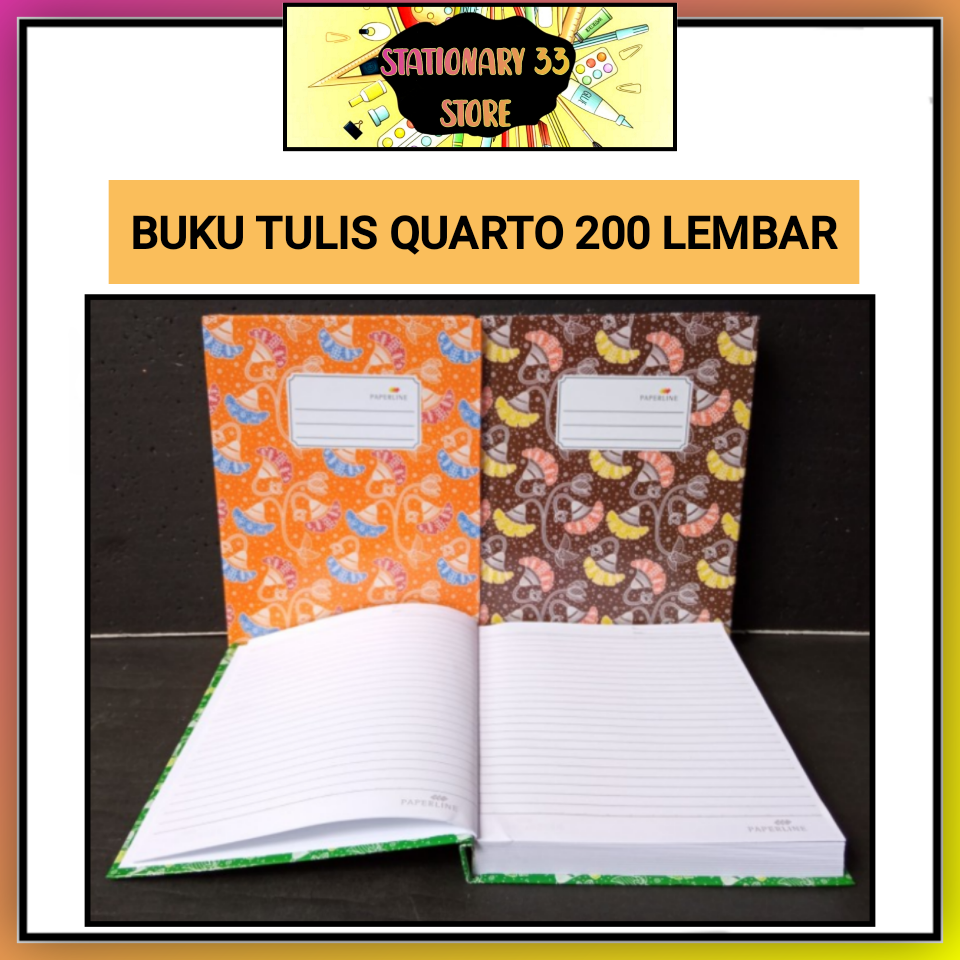 Buku Tulis Kwarto Quarto Paperline 200 Lembar Per 1 Pak Isi 3 Buku