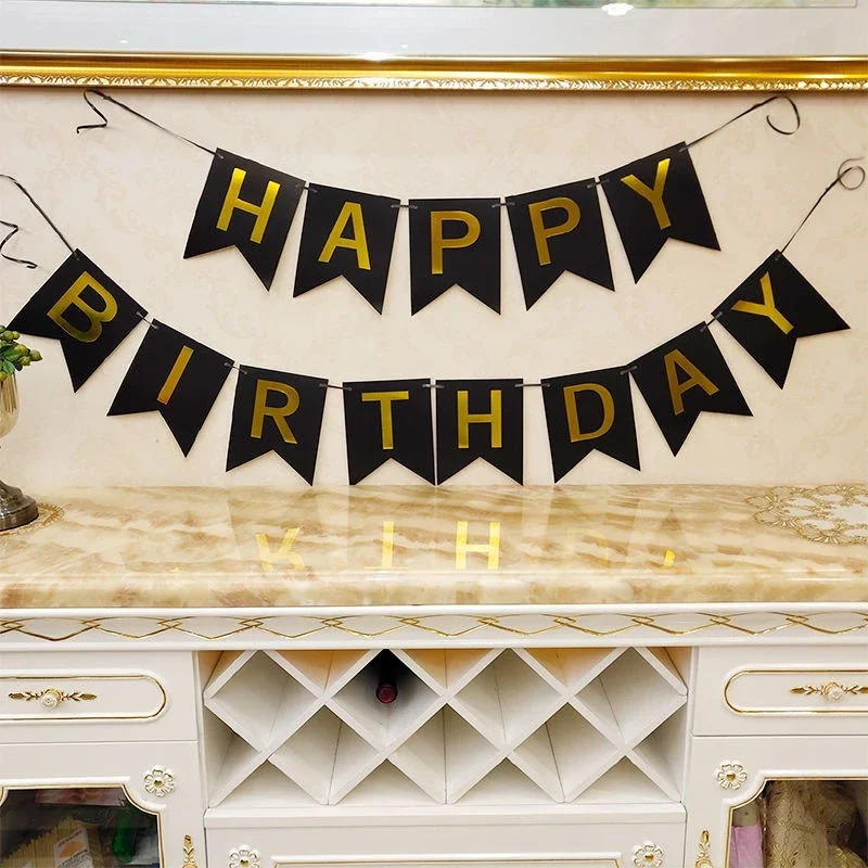 Spanduk benner backdrop Ulang Tahun Premium - Huruf Emas pada Latar ...