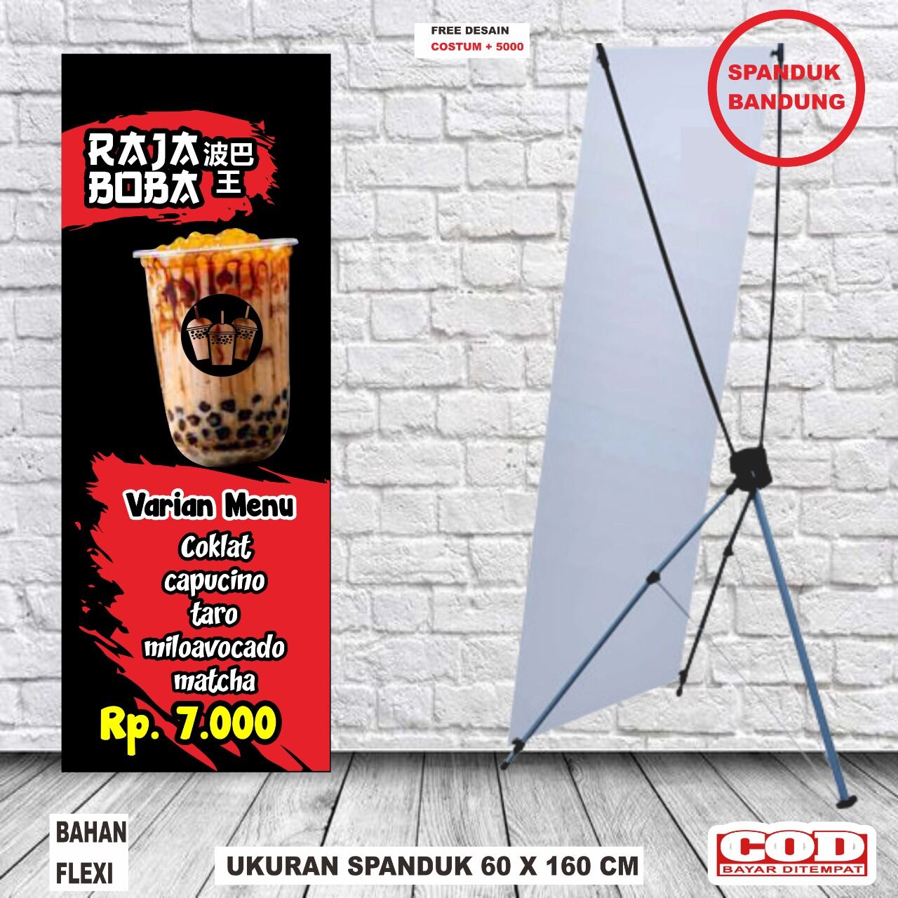 Banner boba drink / spanduk boba drink tanpa tihang / spanduk boba ...
