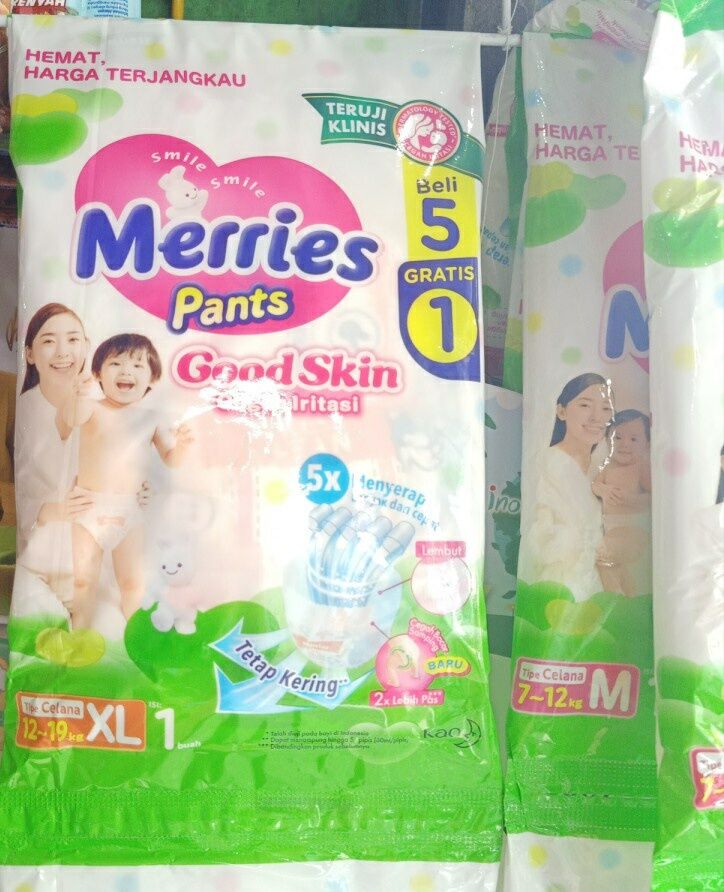 isi 6 Popok Bayi Merries XL Pants Good Skin Ukuran sachet | Lazada ...