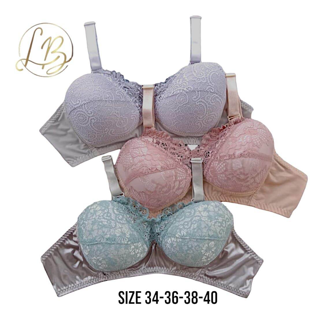 Bra Bh Wanita Dewasa Beha Renda Brukat Busa Tipis Tanpa Kawat Size 34 ...