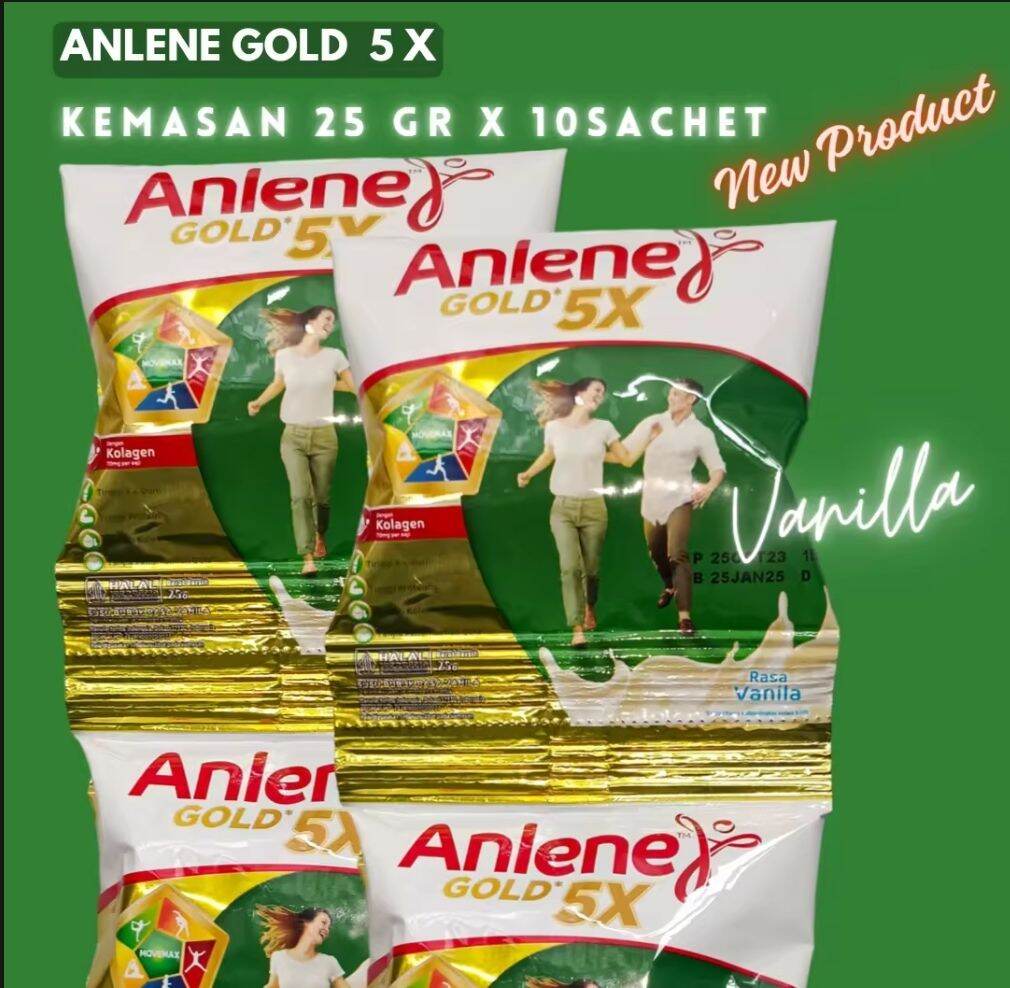 ANLENE GOLD 5X VANILA COKLAT 25GR X 10 SACHET/VANILLA/CHOCOLATE/Renceng ...