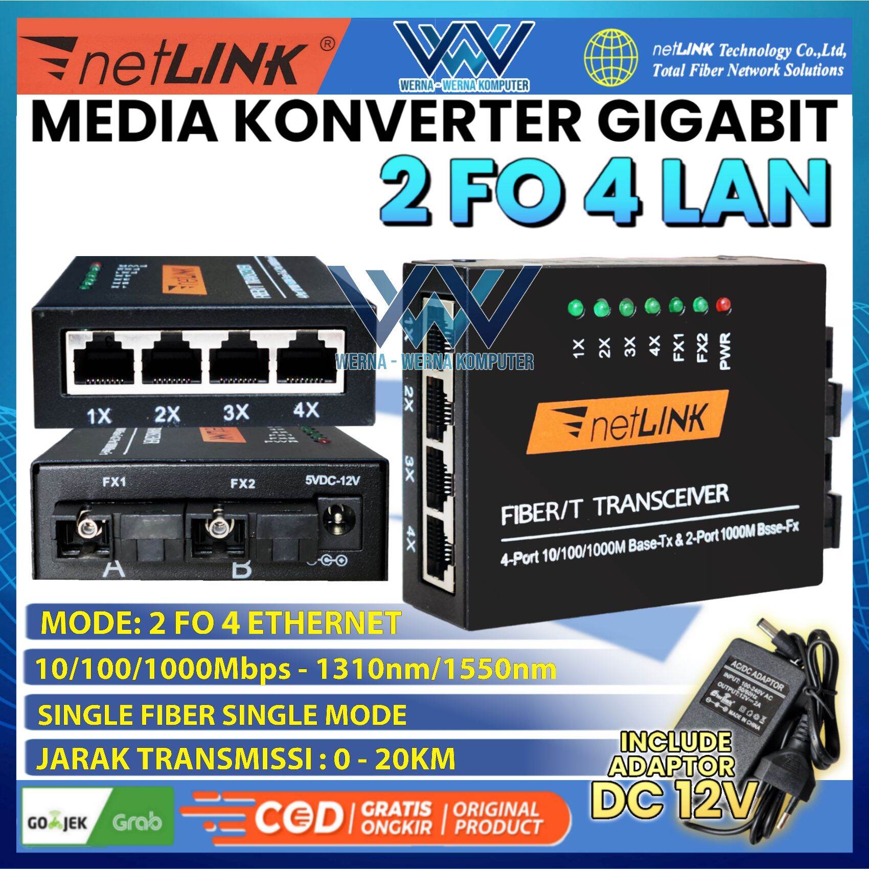 NETLINK HTB GS03 GS-03 A+B Gigabit media converter gigabit RJ45 - Fiber ...