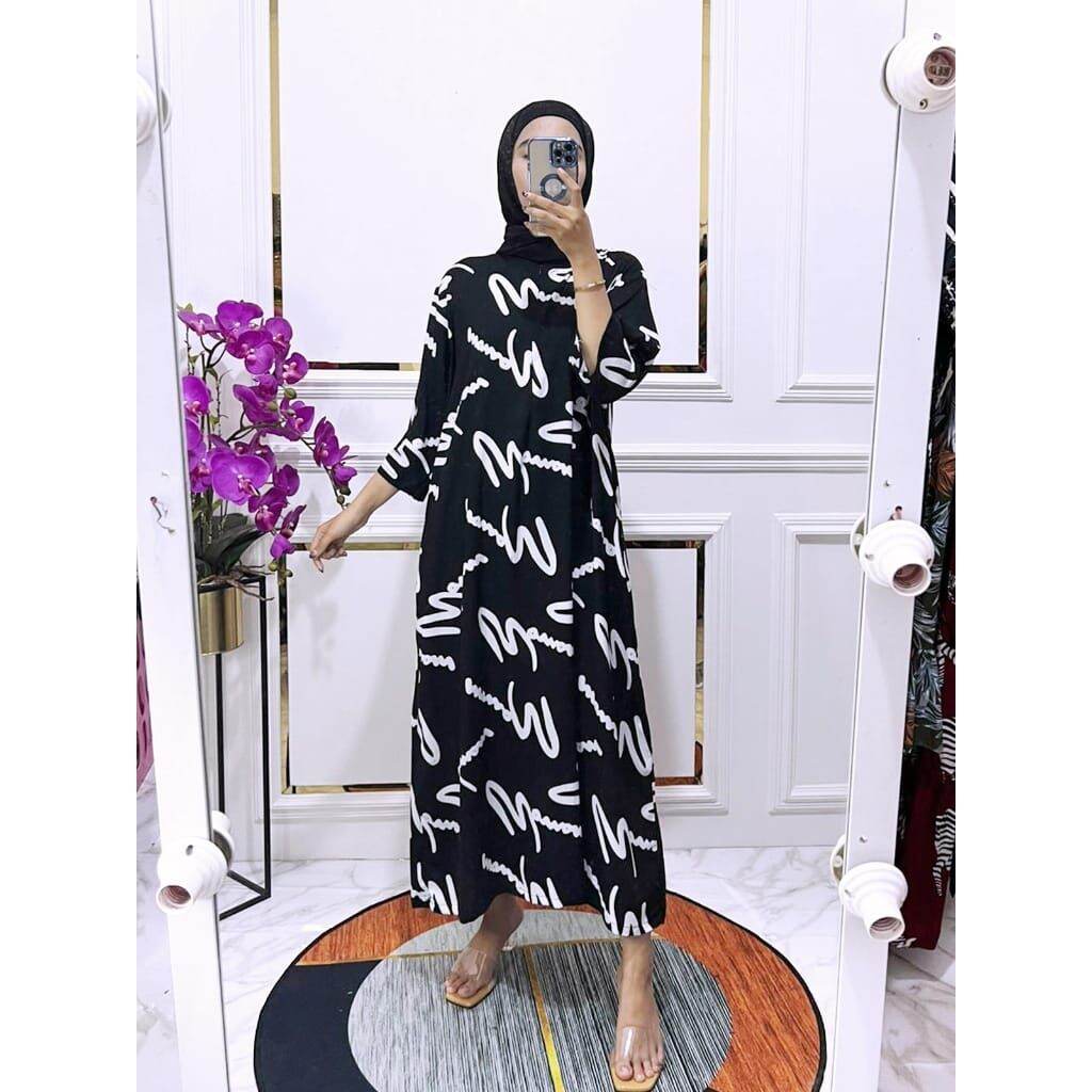 daster gamis jumbo bahan rayon tangan 3/4 premium adem terbaru amara ...