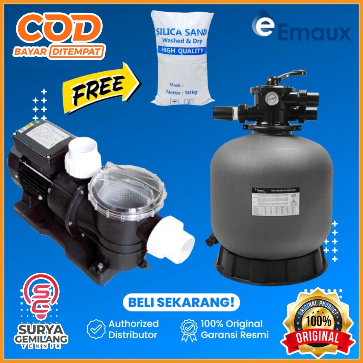 Pompa Kolam Renang 1/2 Hp + SAND FILTER EMAUX V350 SATU SET PASIR SILICA | Lazada Indonesia