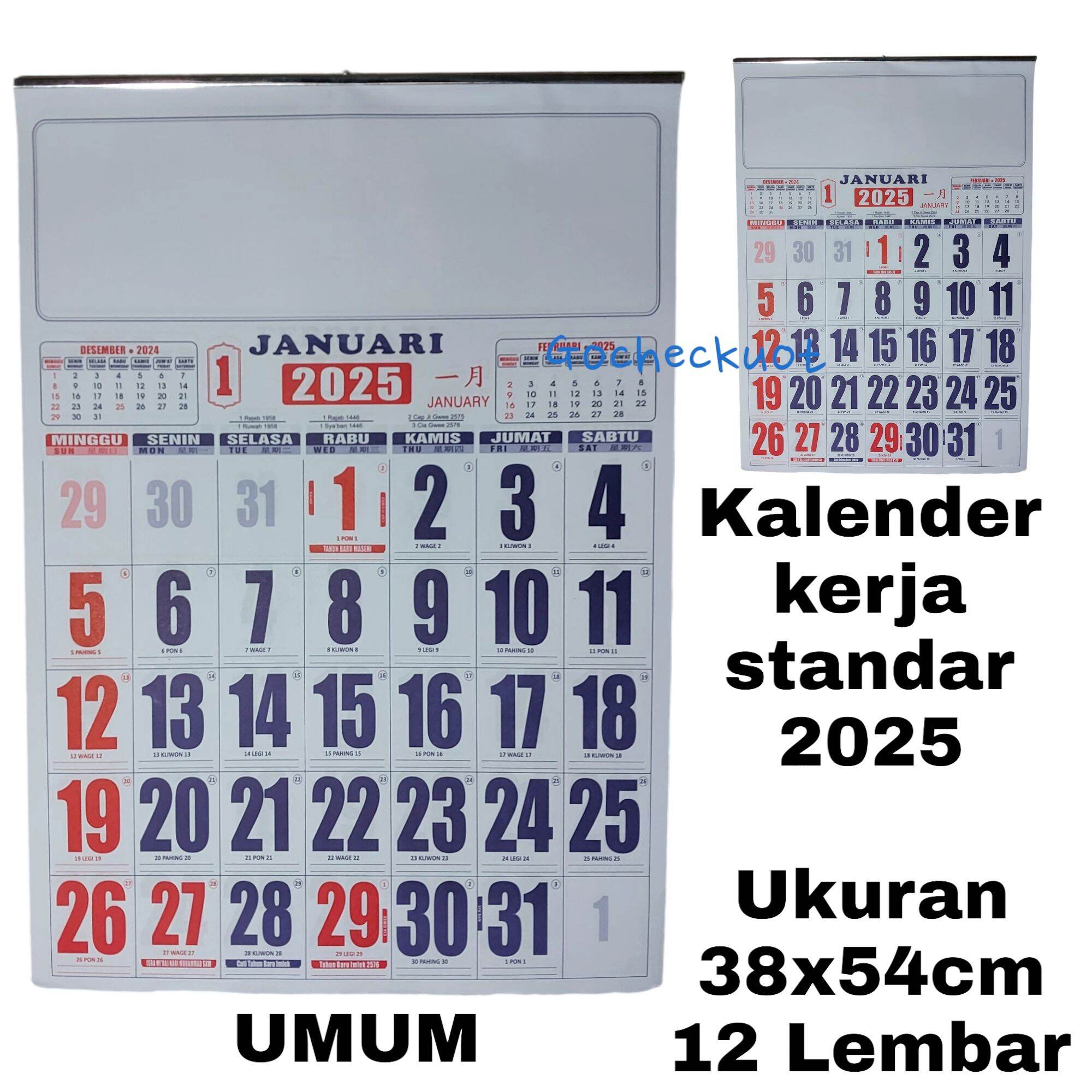Kalender dinding 2025 kalender Angka kalender kerja ukuran 32×48cm ...