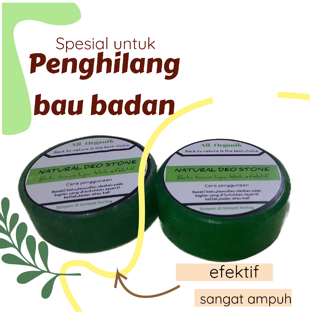 Deodorant Batu Tawas Hijau Penghilang Bau Badan Dan Ketiak | Lazada ...