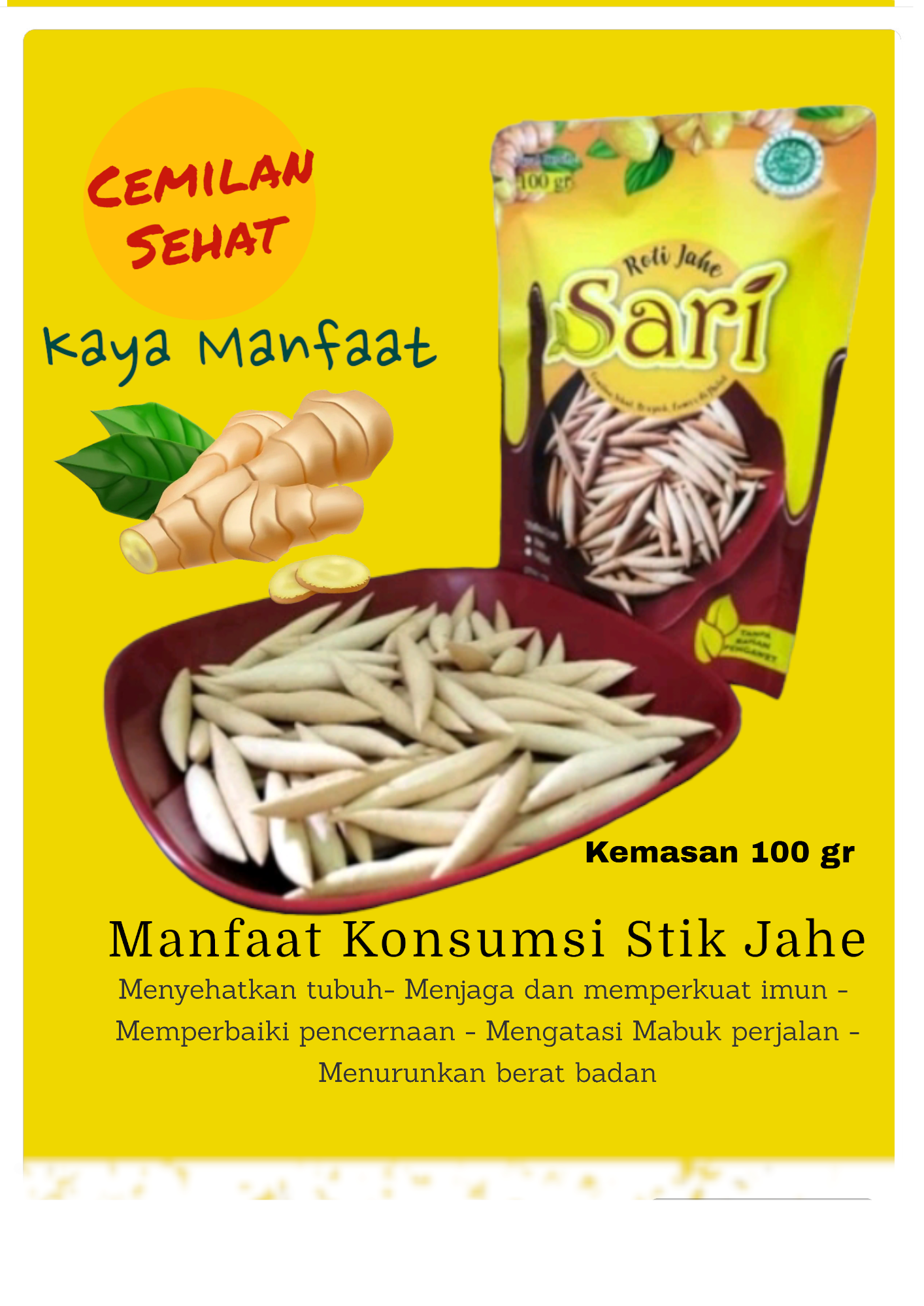 roti jahe/ stik jahe kemasan 100 gram | Lazada Indonesia