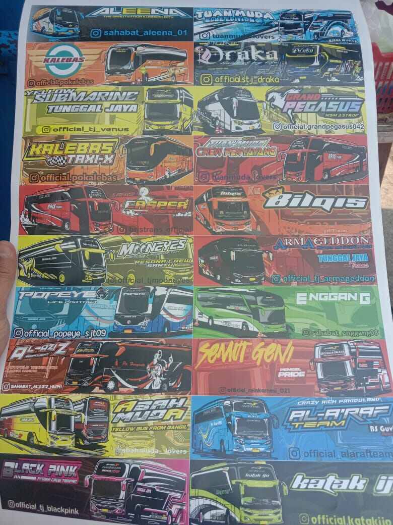 1 LEMBAR STIKER BUS BASURI UKURAN BESAR ISI 20 KOTAK / STIKER BUS ...