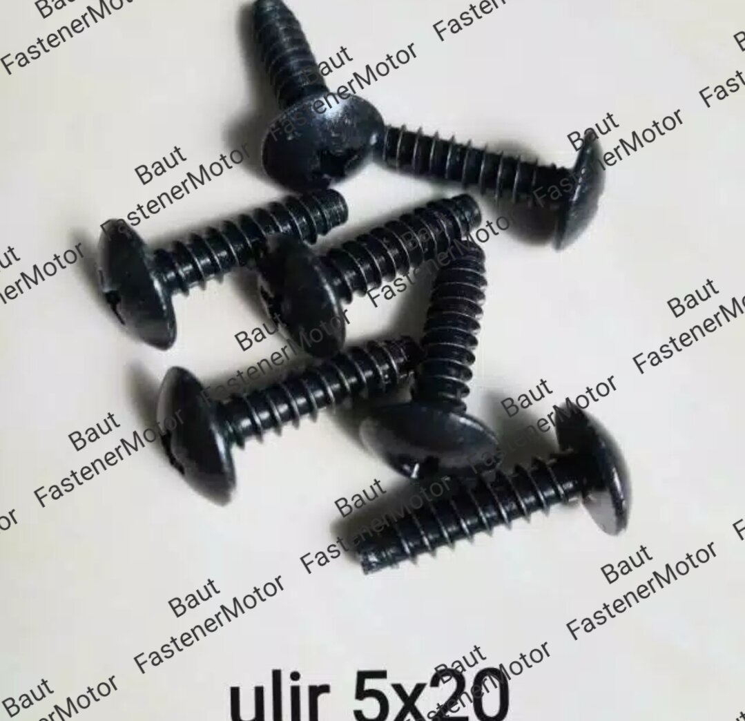 (Harga 5 Pcs) Baut Ulir Obeng 5x20 Baut Filter Baut Body Hitam | Lazada ...