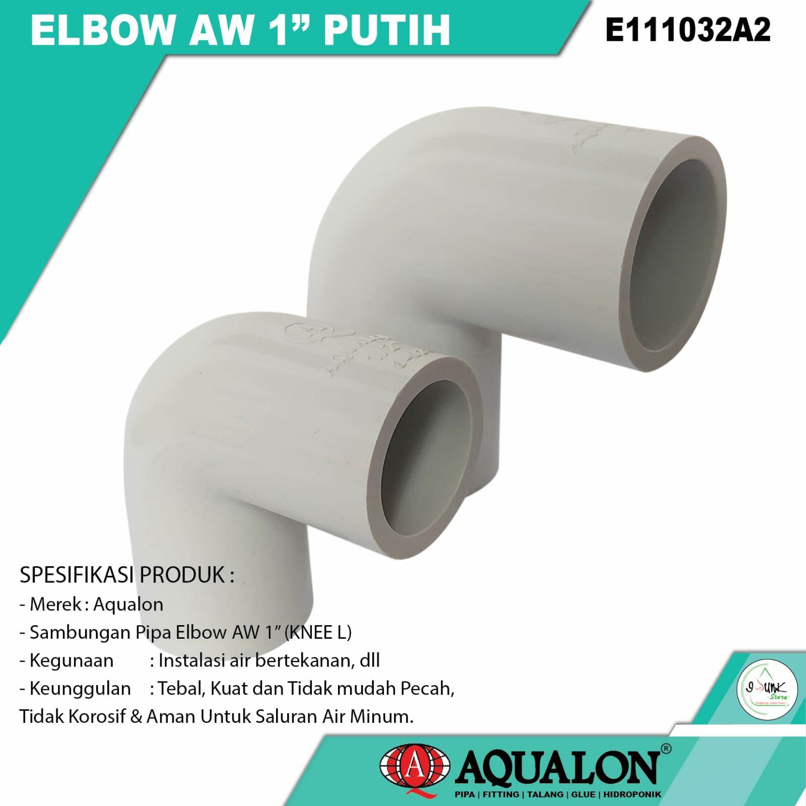 sambungan pipa PVC ELBOW AW 1" INCH (KNEE L) - AQUALON | Lazada Indonesia