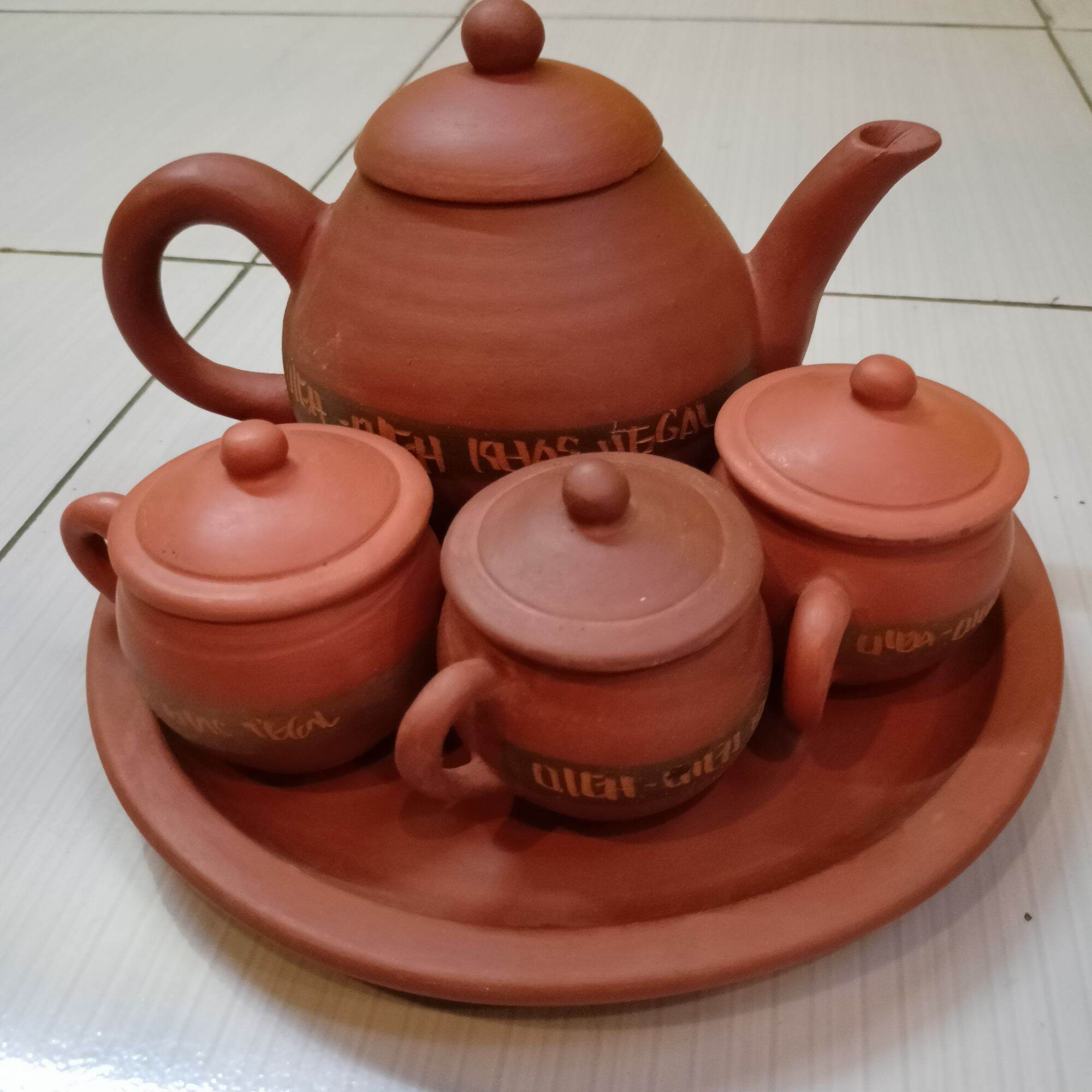 Poci Set Tanah Liat Motif oleh oleh khas Tegal | Lazada Indonesia