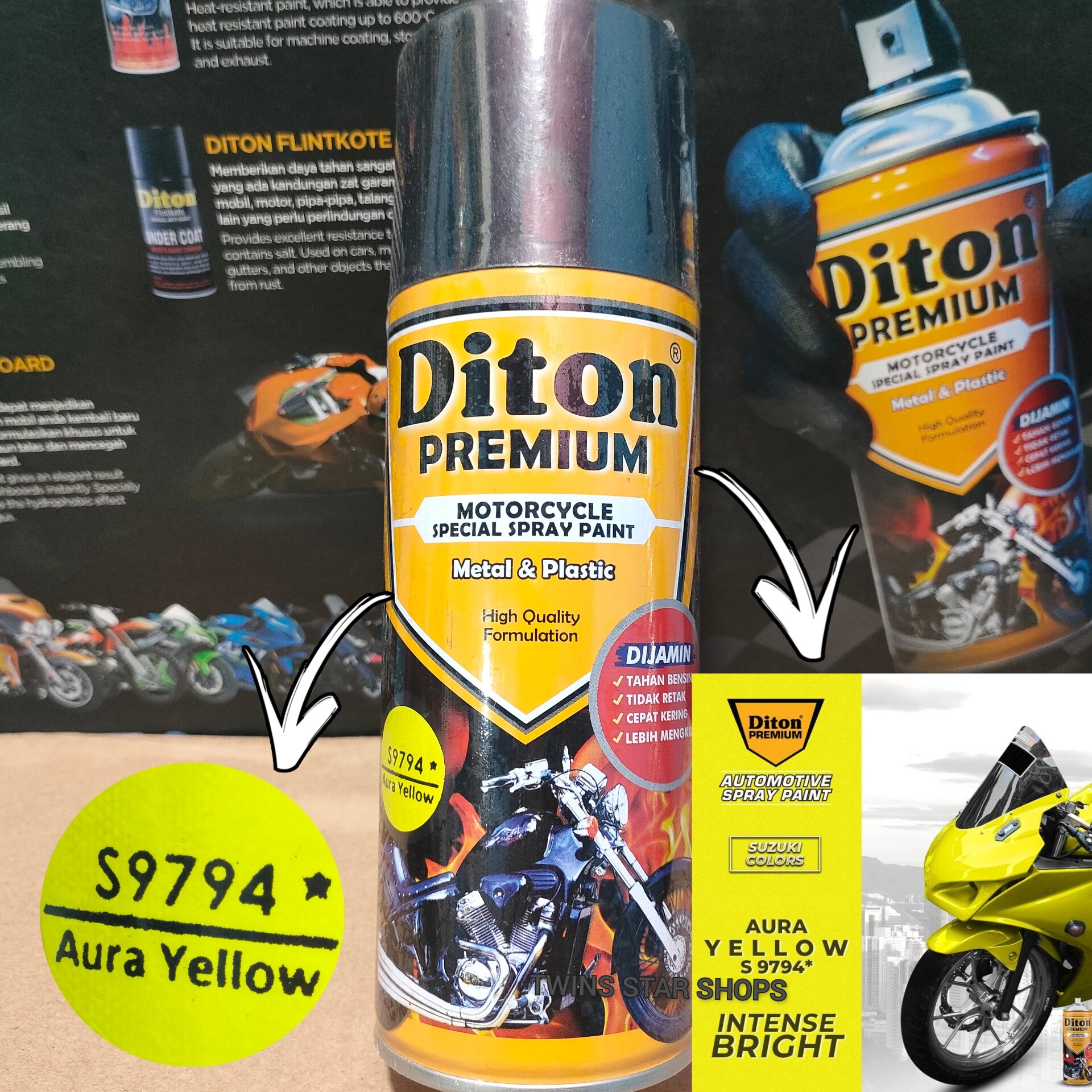Pilok Pilox Cat Diton Premium Aura Yellow 9794 Kuning Cerah 400cc Cat ...