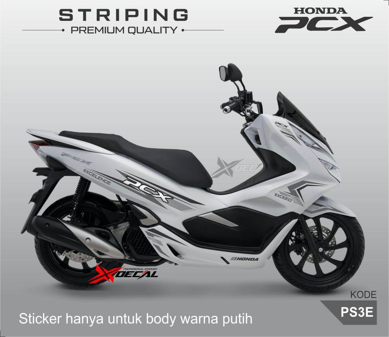 STICKER PCX 150 CC - STIKER STRIPING MOTOR PCX PUTIH WARNA SILVER ...