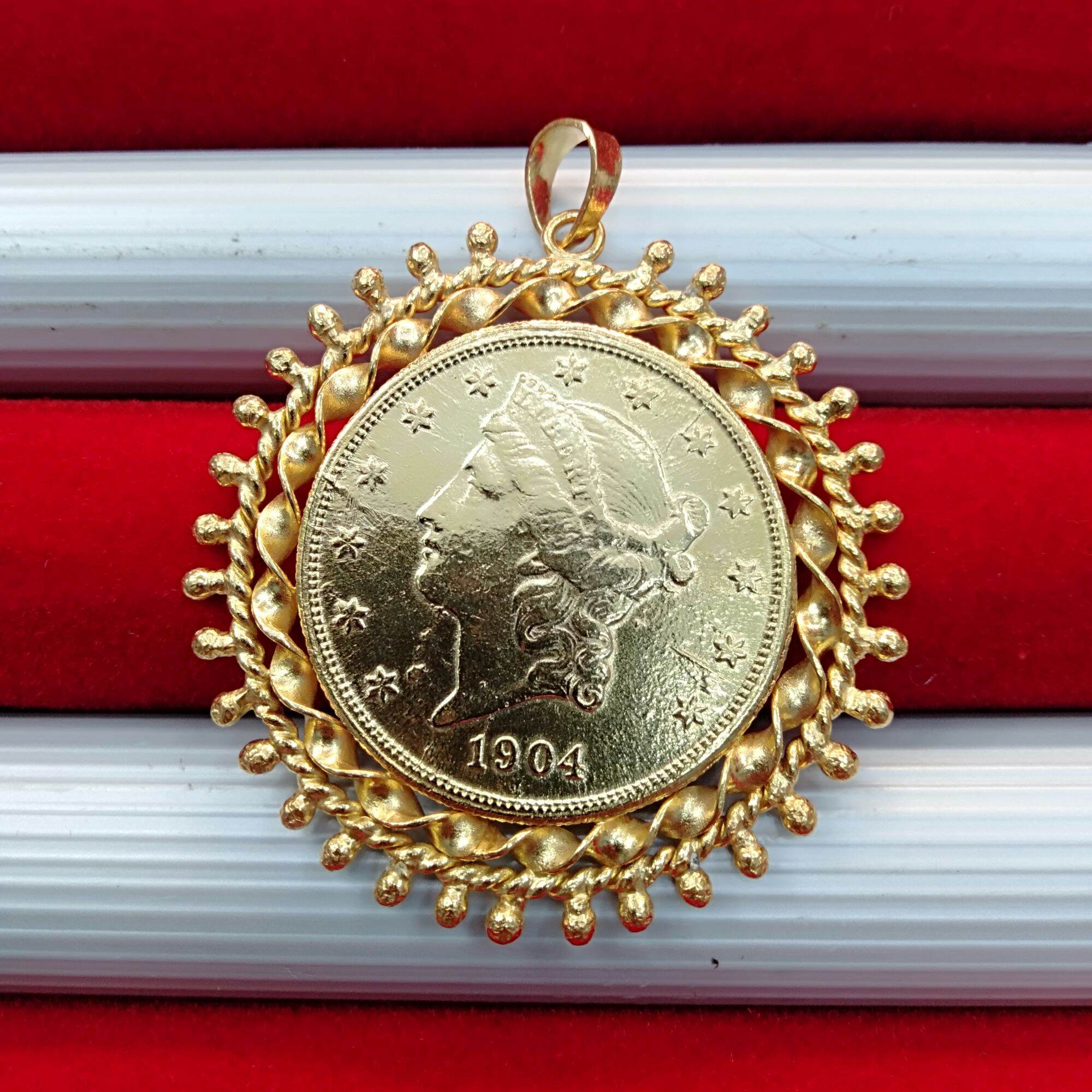 Liontin Matahari Ringgit Ukuran Jumbo Lapis Emas Tempahan Tukang ...