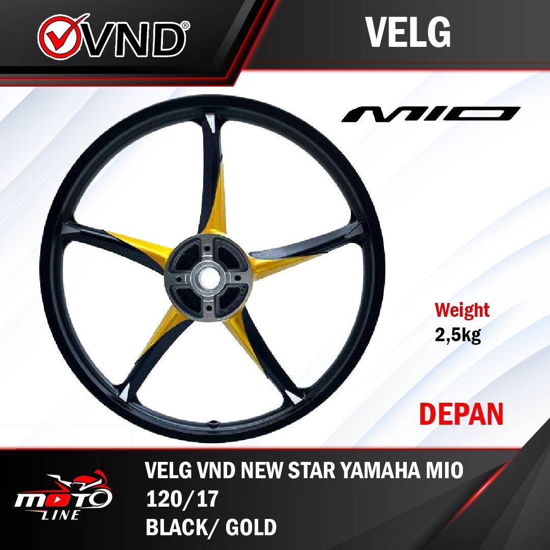 VELG VND NEW STAR MIO DEPAN 120/17 BLACK GOLD | Lazada Indonesia