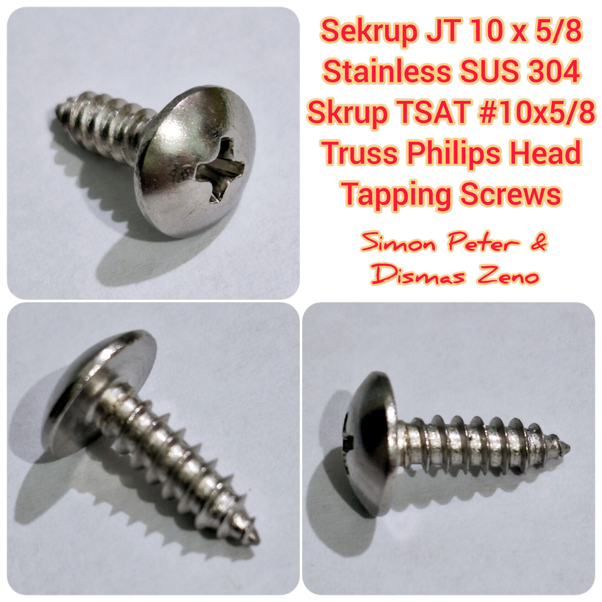 Sekrup JT 10 x 5/8 Stainless Steel SUS 304 Skrup TSAT Truss Philips ...