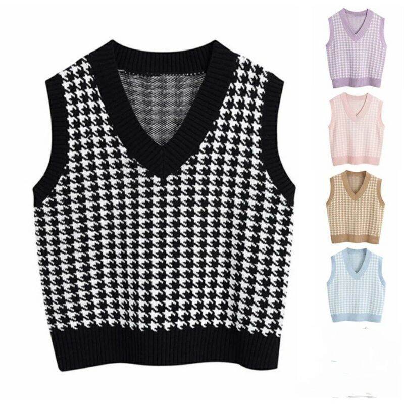 Jenis vest knit / Korean style kekinian / Houndstooth vest knit / Rompi ...