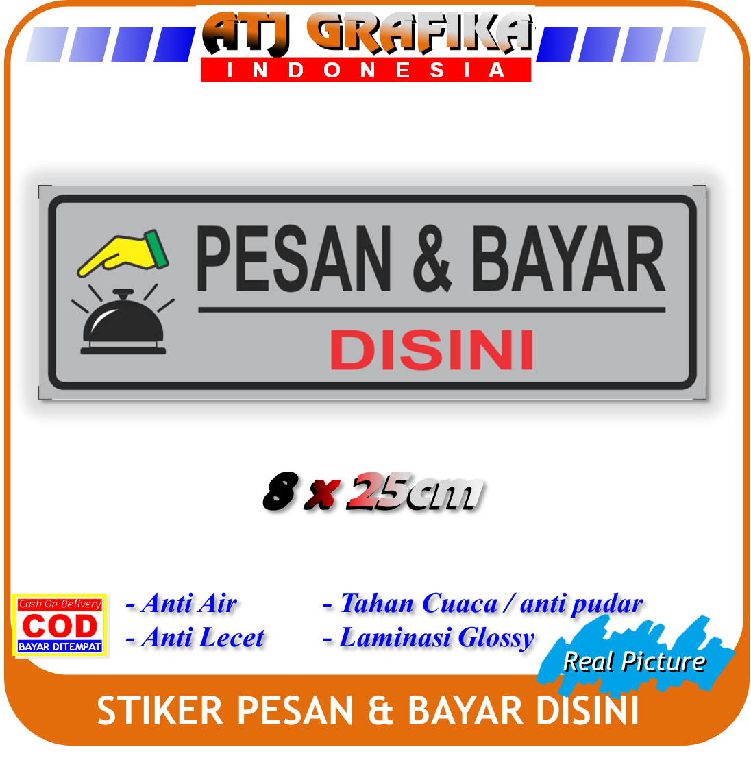 Stiker pesan bayar disini sticker petunjuk pembayaran toko restoran dll ...