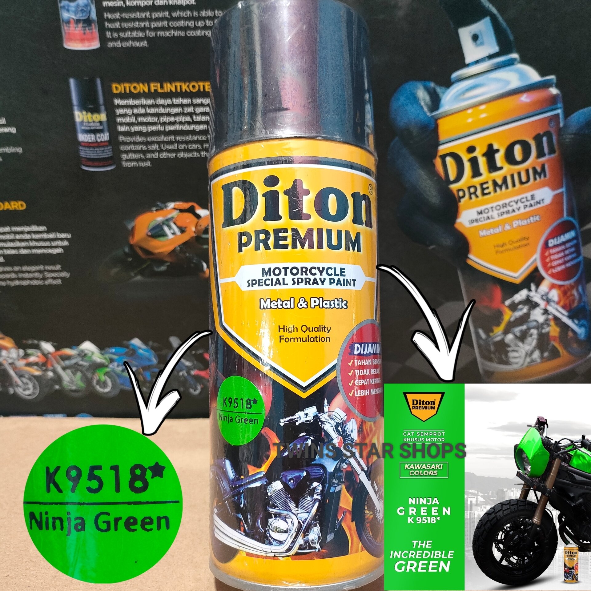 Pilok Pilox Cat Semprot Diton Premium Ninja Green K9518 9518 Hijau ...
