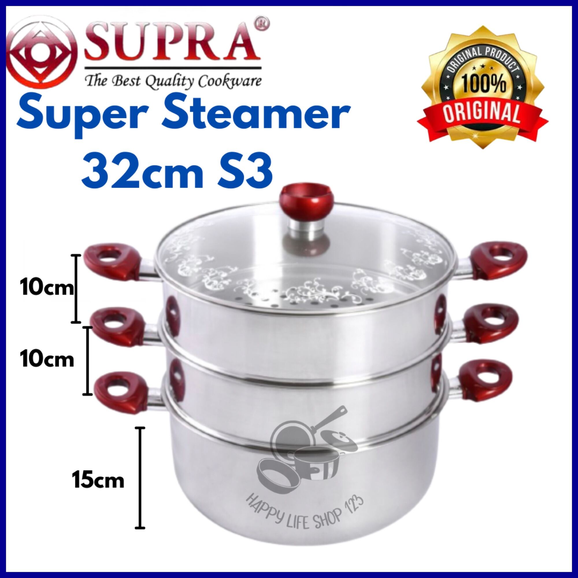 SUPRA Super Steamer 32cm Susun 3 / Panci Steamer Stainless Tebal Susun ...