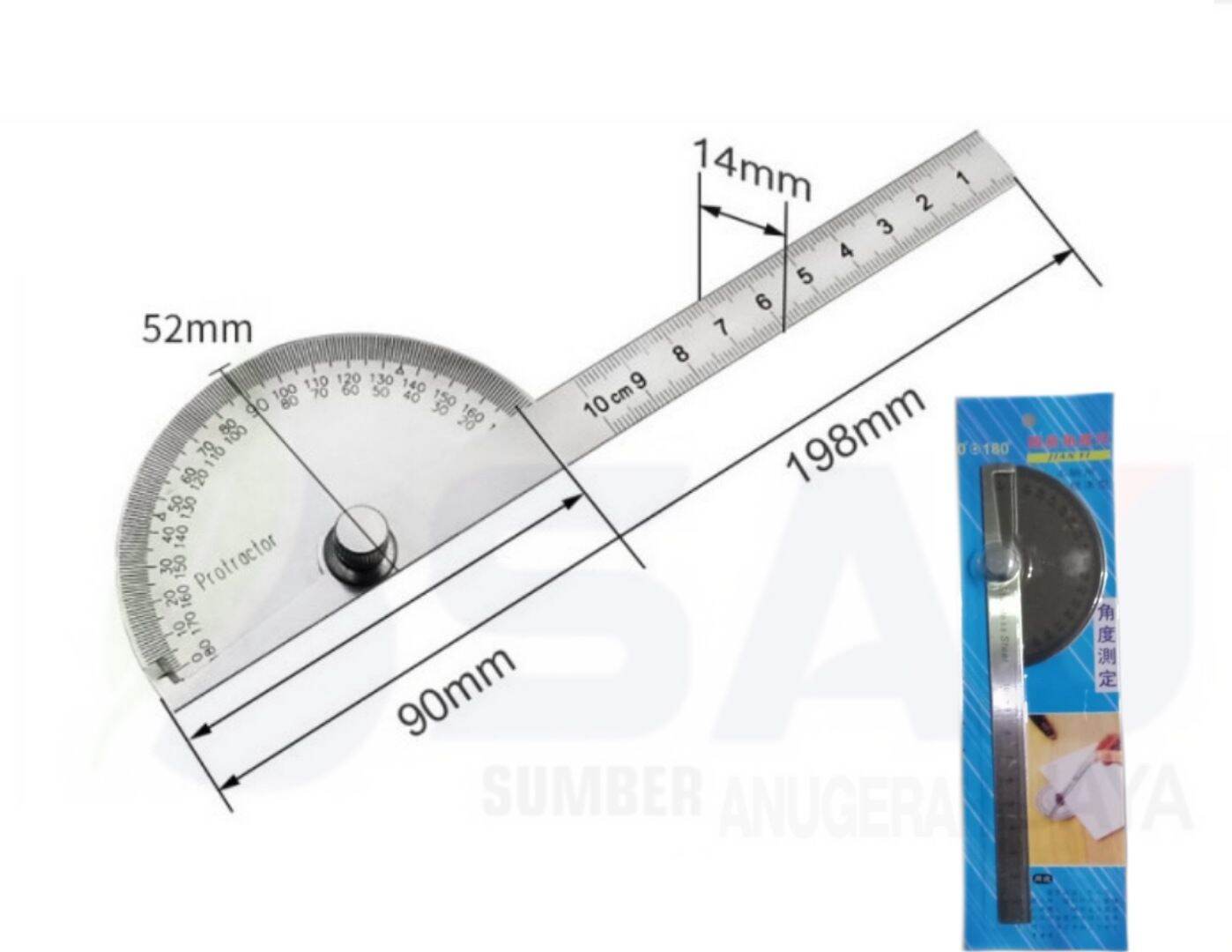 Stainless Degree protractor / busur derajat / pengukur sudut / penggaris busur Alat Ukur Sudut ...