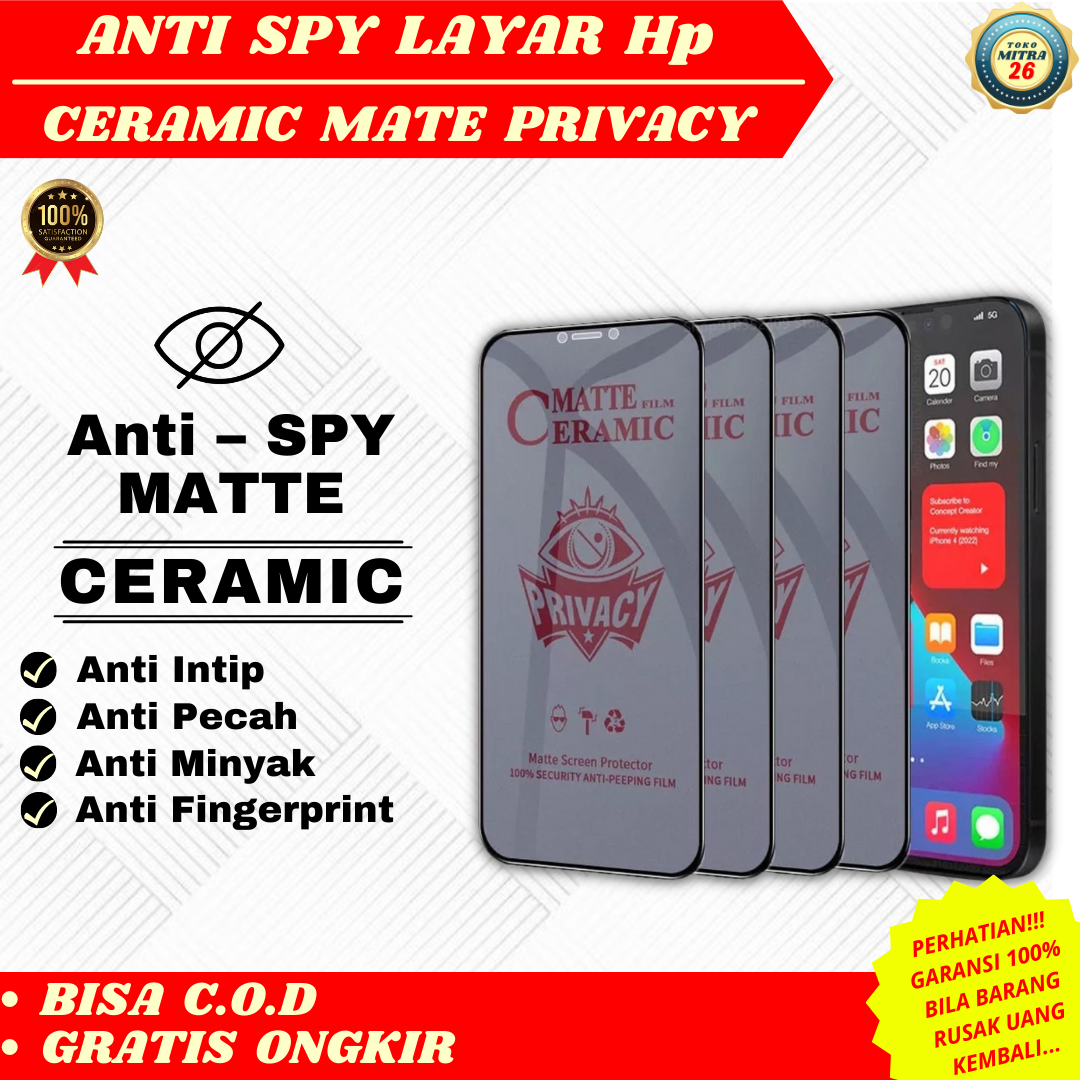 Xiaomi Tempered Glass Anti Spy Ceramic Matte Pelindung Terhadap Privasi / Anti Ngintip Full ...