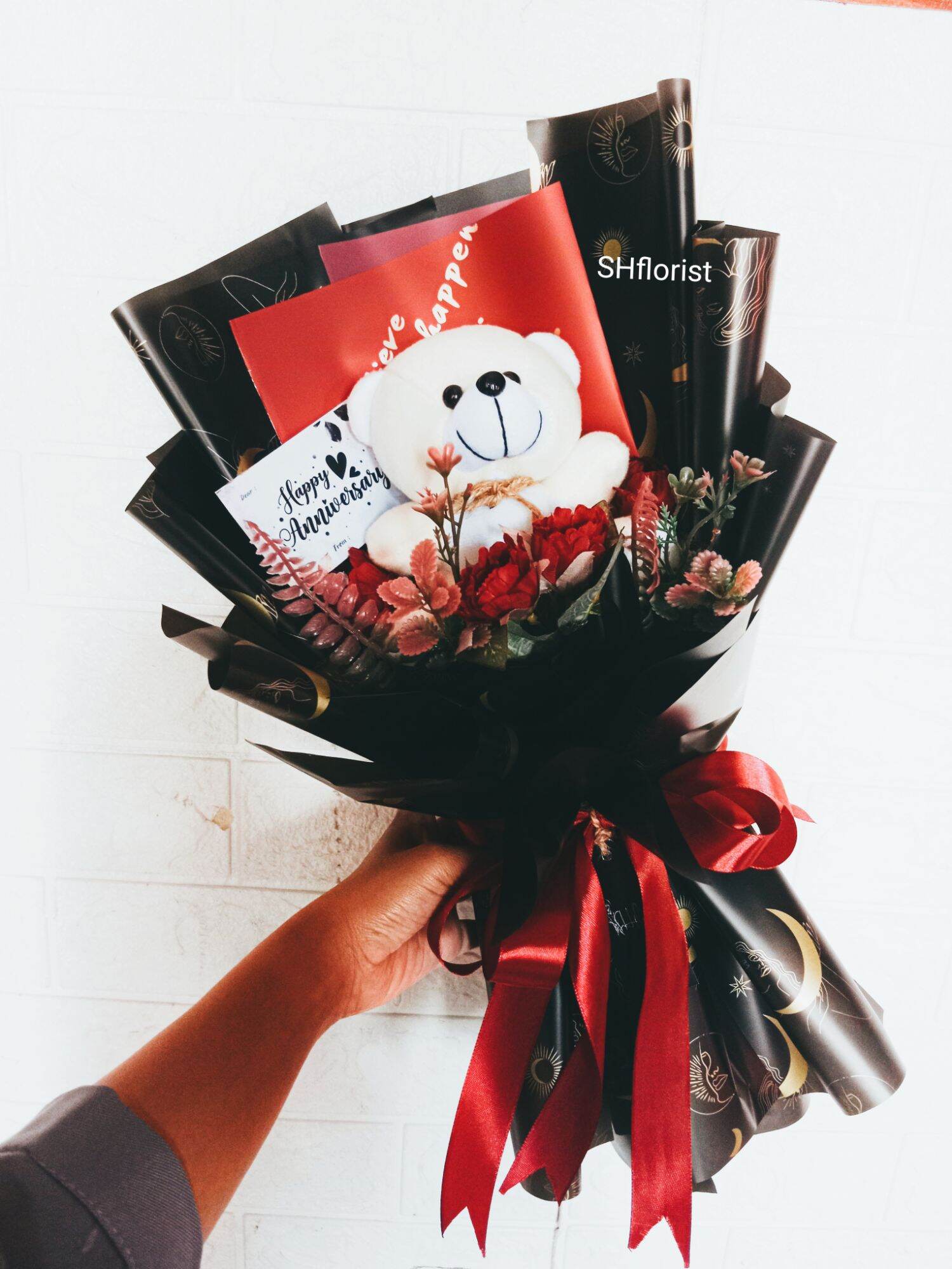 Buket Boneka + bunga premium buket untuk wisuda wedding anniversary ...