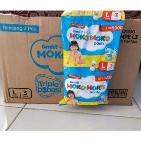 Popok Bayi Genki Moko Moko L3 1 Dus | Lazada Indonesia