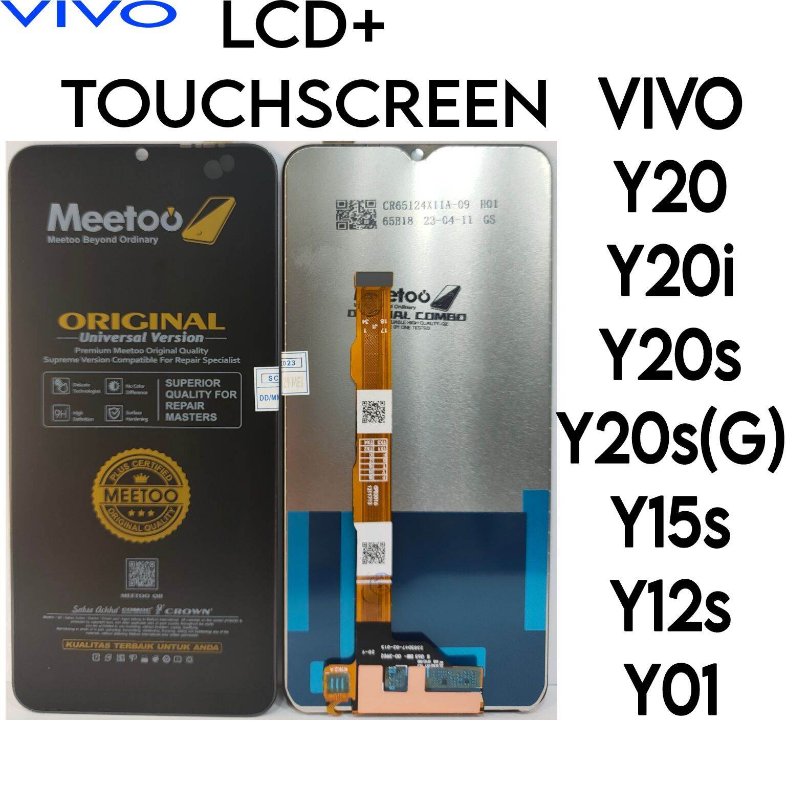 ORIGINAL MEETOO LCD TOUCHSCREEN VIVO Y20/Y20i/Y20s/Y20s(G)/Y15s/Y12s ...