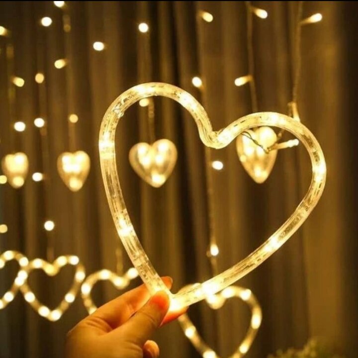 LAMPU TIRAI LED MOTIF HATI 3.5 METER LAMPU HIAS LOVE CURTAIN LIGH ...