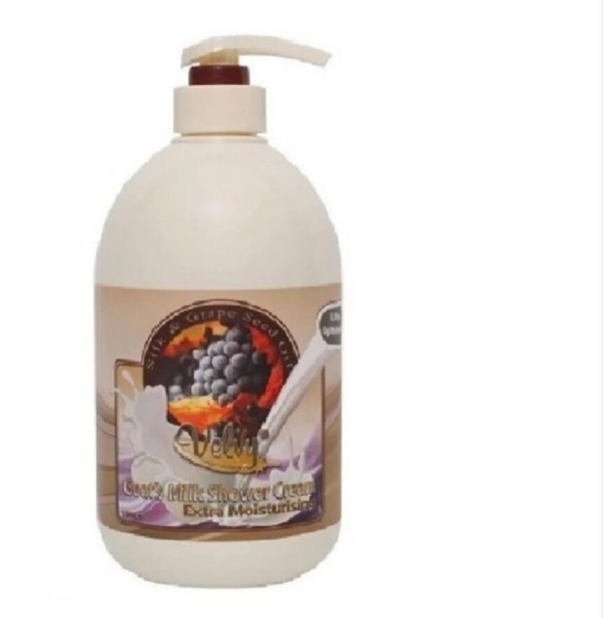 VELVY Goats Milk Shower Cream Silk Grape Seed Oil Botol 1000 ml ...
