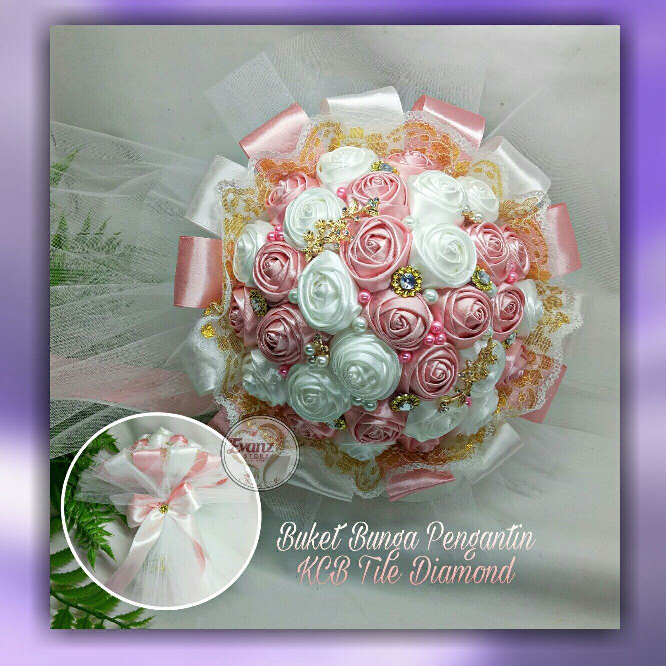 BUKET BUNGA PITA SATIN - BUCKET BUNGA TANGAN PENGANTIN - BOUQUET ...