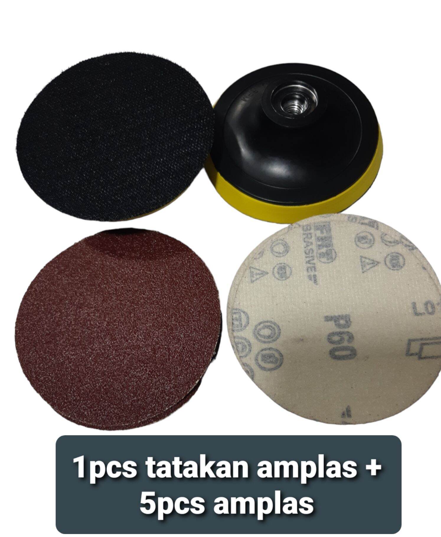 Tatakan amplas velcro bulat 4inci 1pcs tatakan + 5pcs amplas yang bisa ...