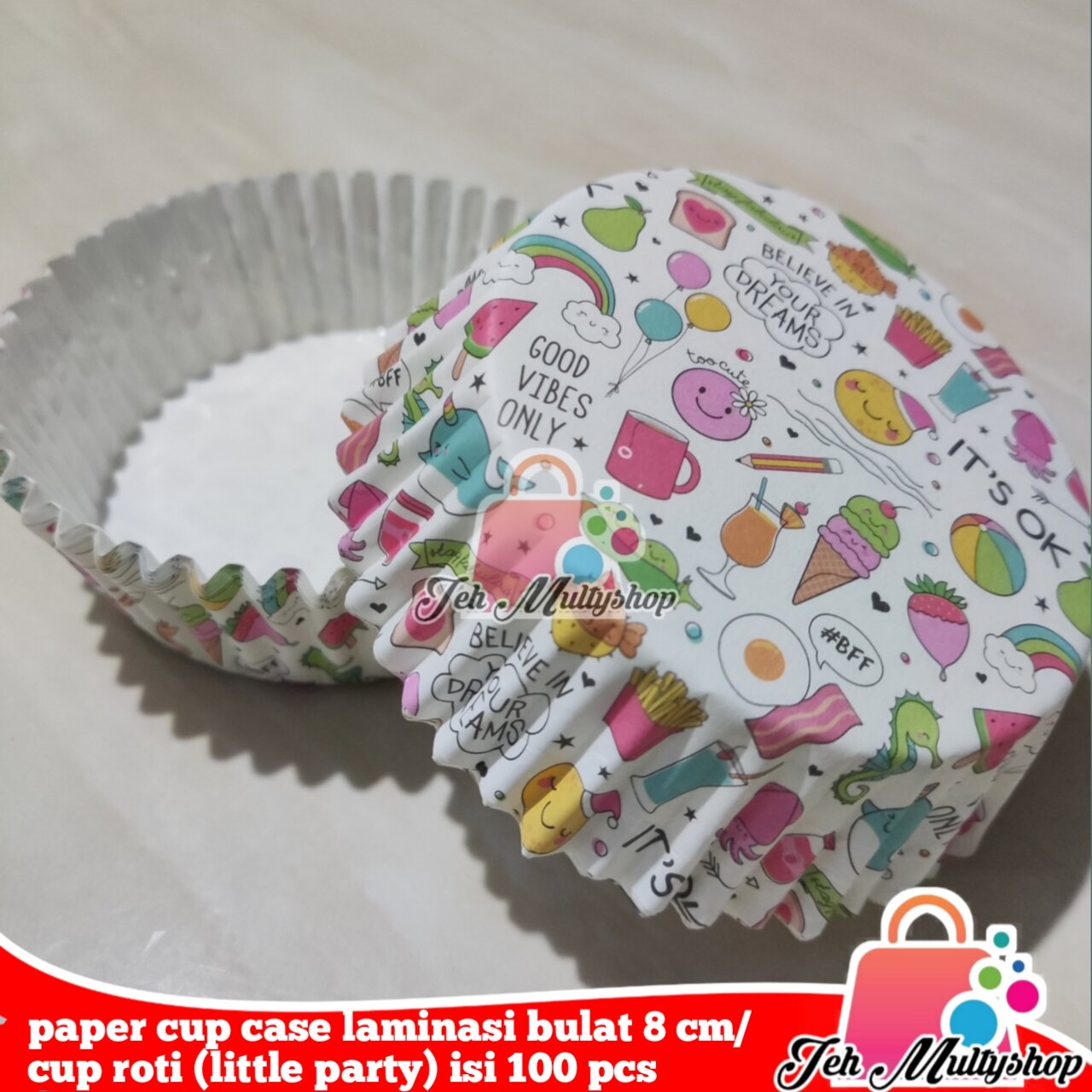 paper cup case laminasi bulat 8 cm/cup roti (little party) isi 100 pcs ...